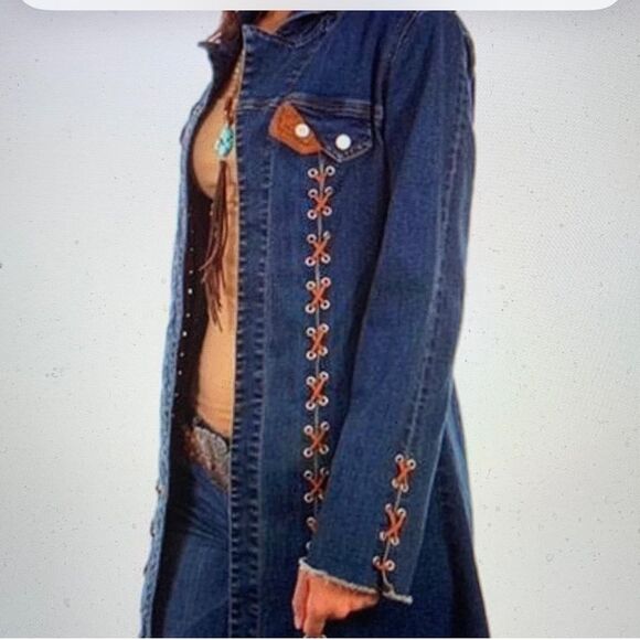 Ethyl | Jackets & Coats | Vintagey2k Ethyl Rawhide Accent Jean Duster S ...